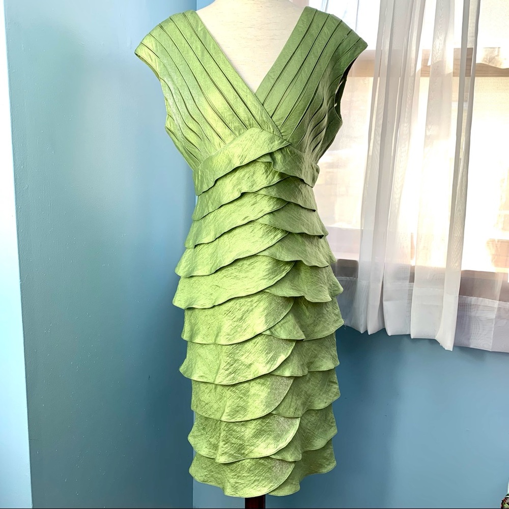 Adrianna Papell Sage Green Shutter Pleat Dress - Gem